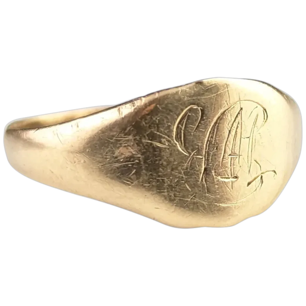 Antique 18ct gold signet ring, monogrammed, pinky ring – StolenAttic