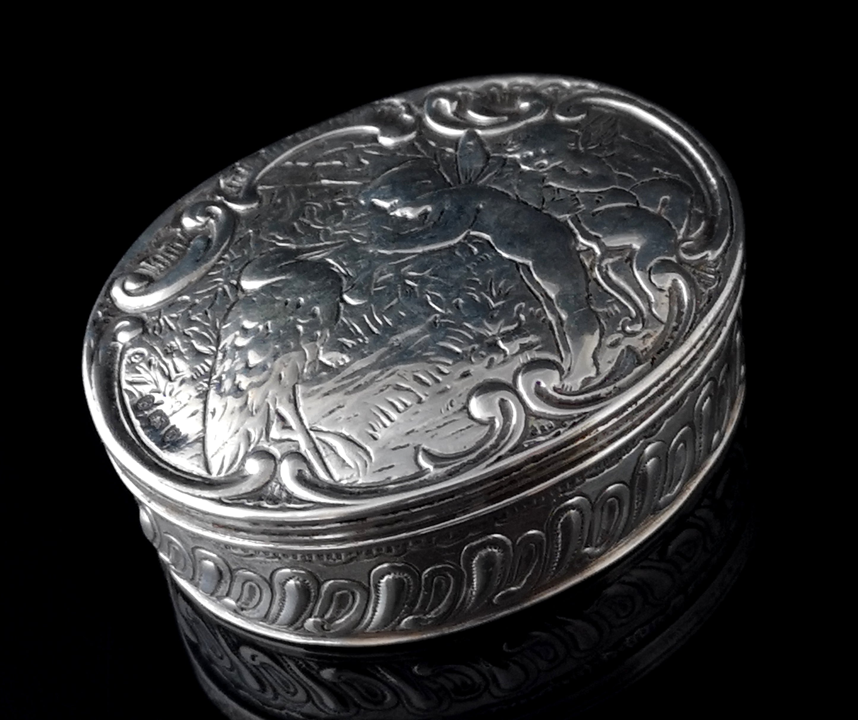 Antique Victorian silver snuff box, Stork and Fairies – StolenAttic