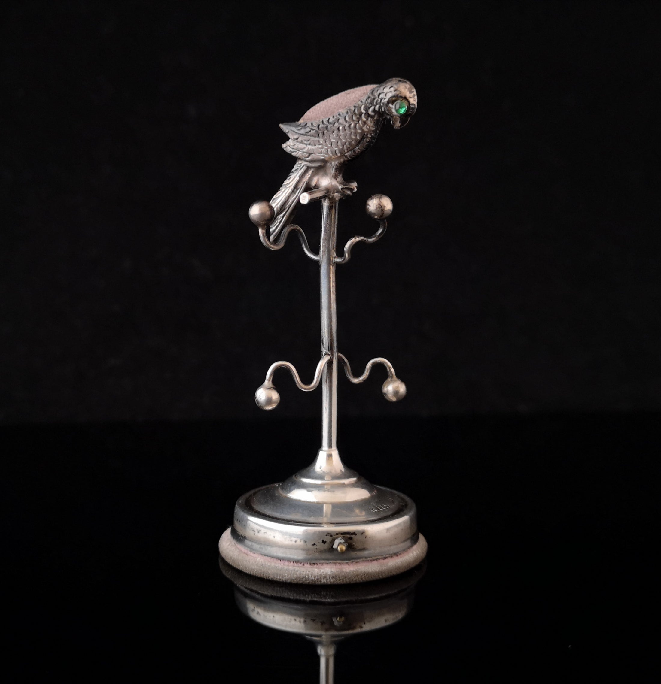 Antique silver pincushion, Parrot, Ring tree – StolenAttic