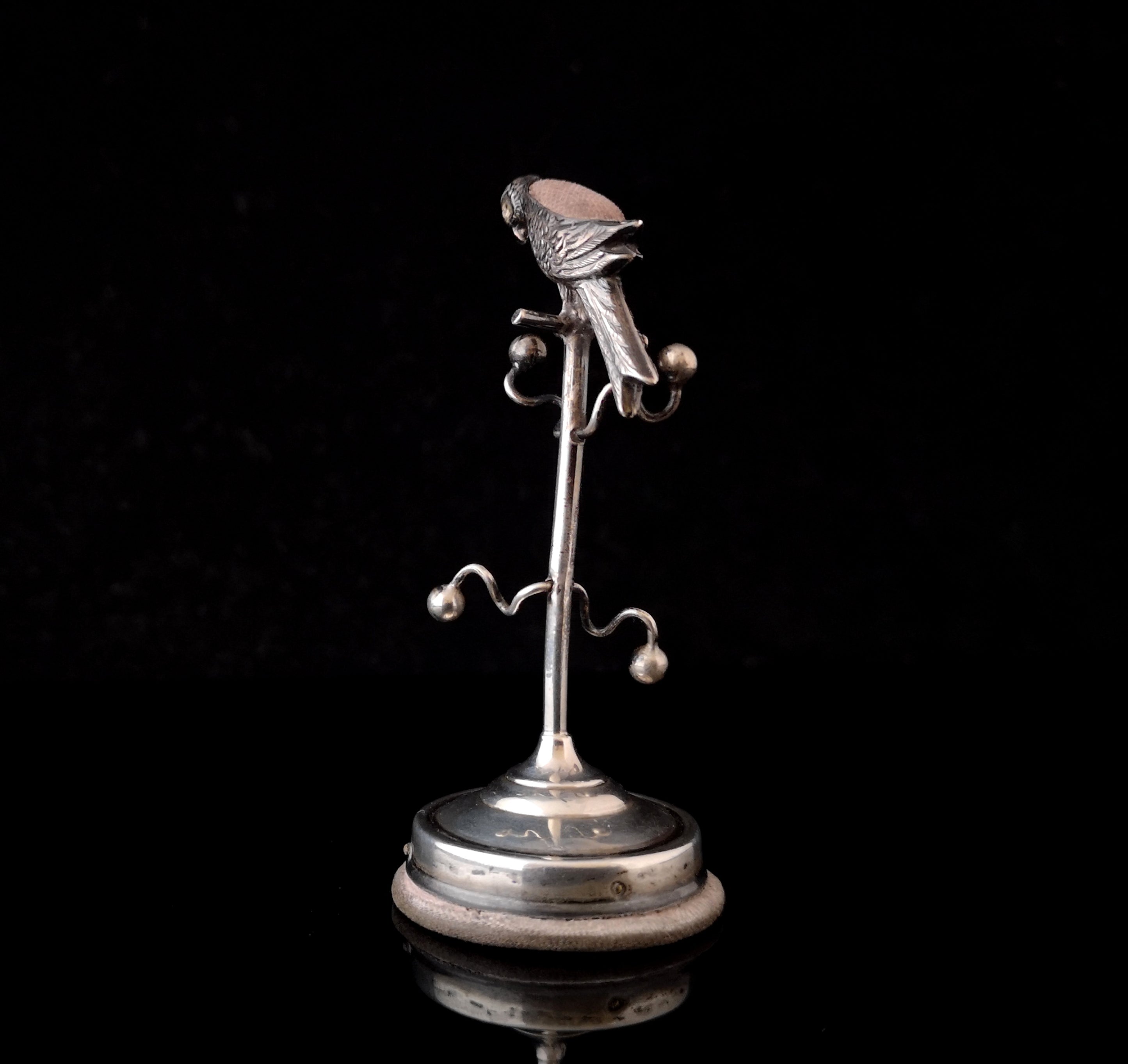 Antique silver pincushion, Parrot, Ring tree – StolenAttic
