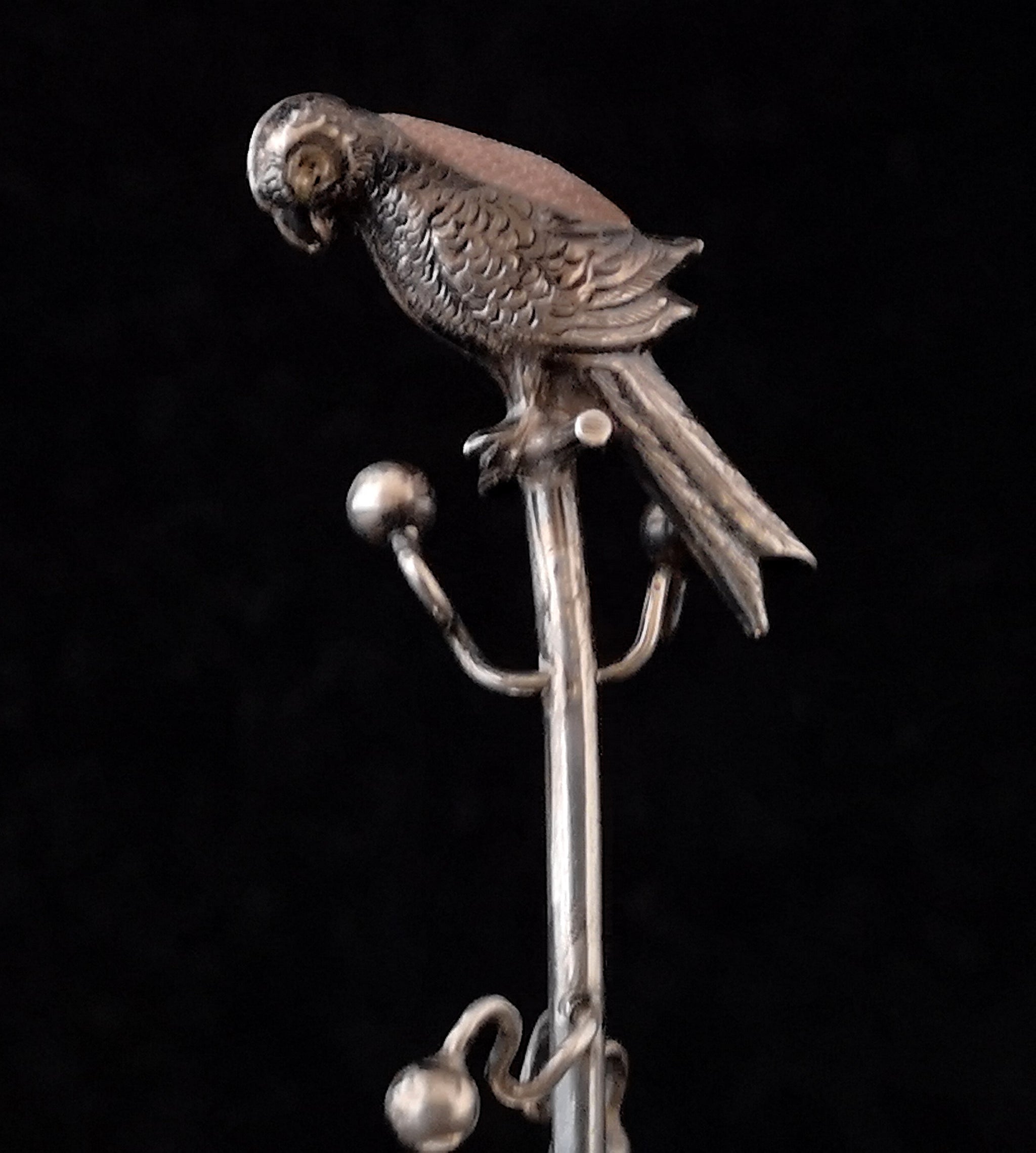 Antique silver pincushion, Parrot, Ring tree – StolenAttic