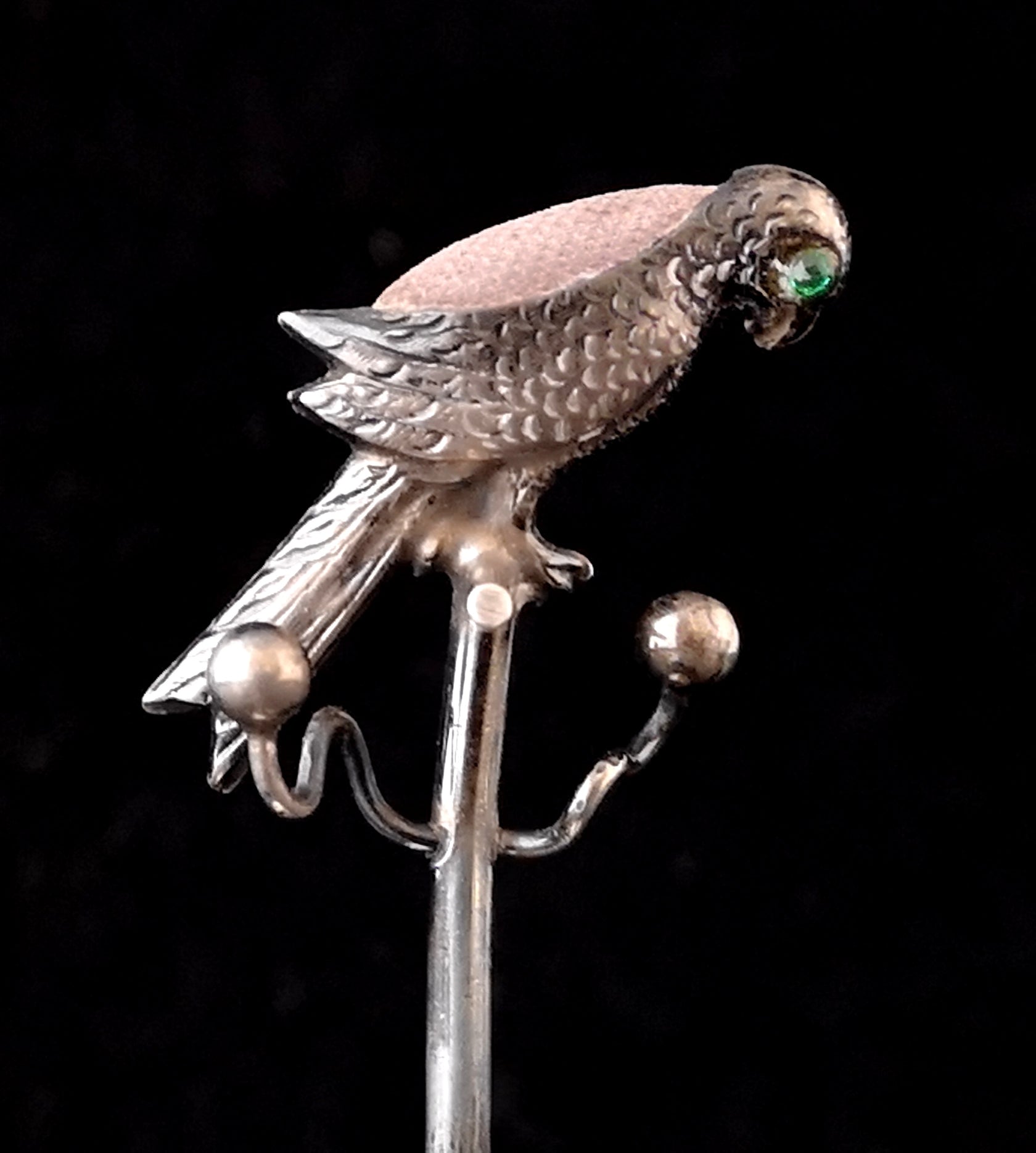 Antique silver pincushion, Parrot, Ring tree – StolenAttic