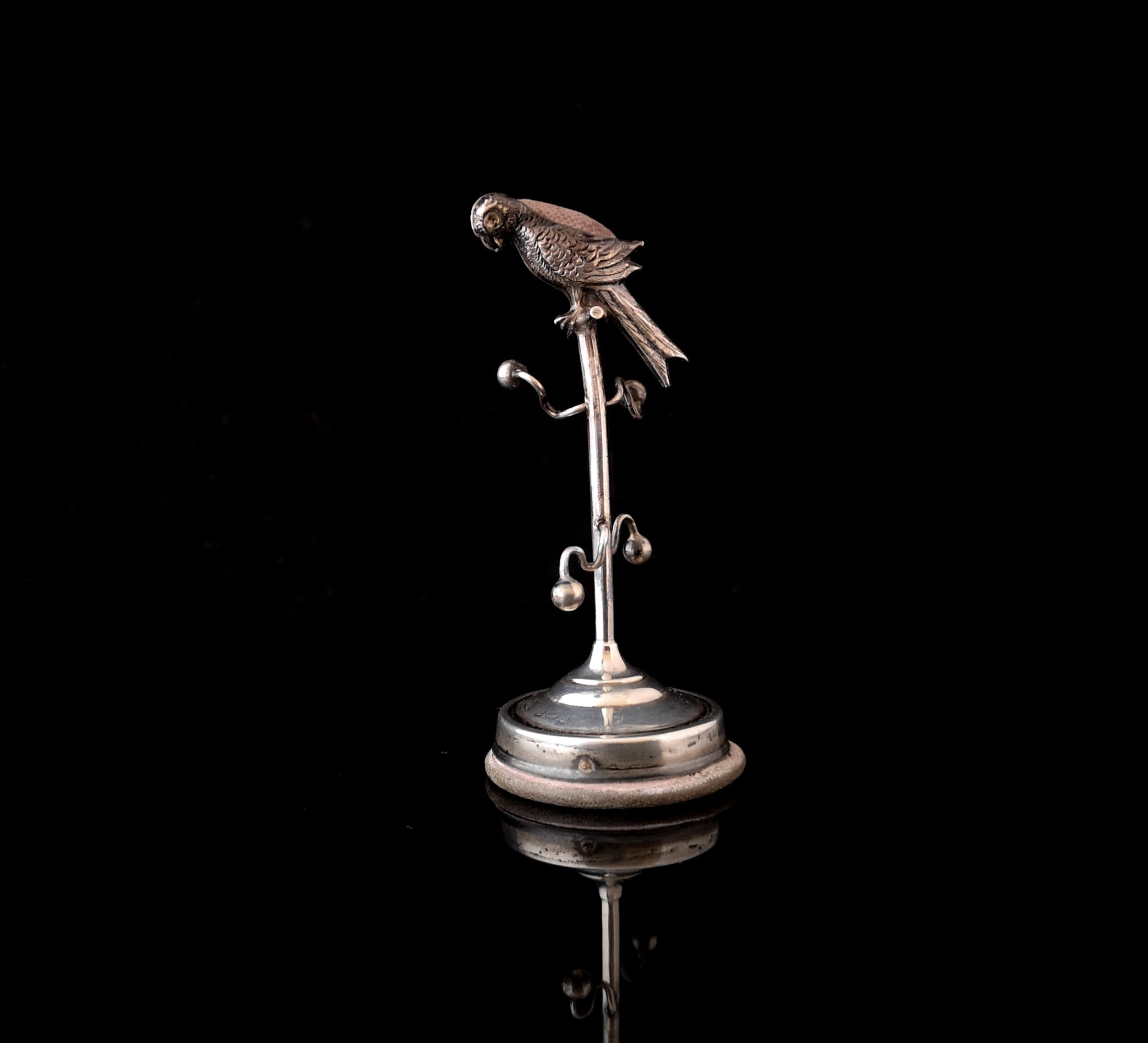 Antique silver pincushion, Parrot, Ring tree – StolenAttic