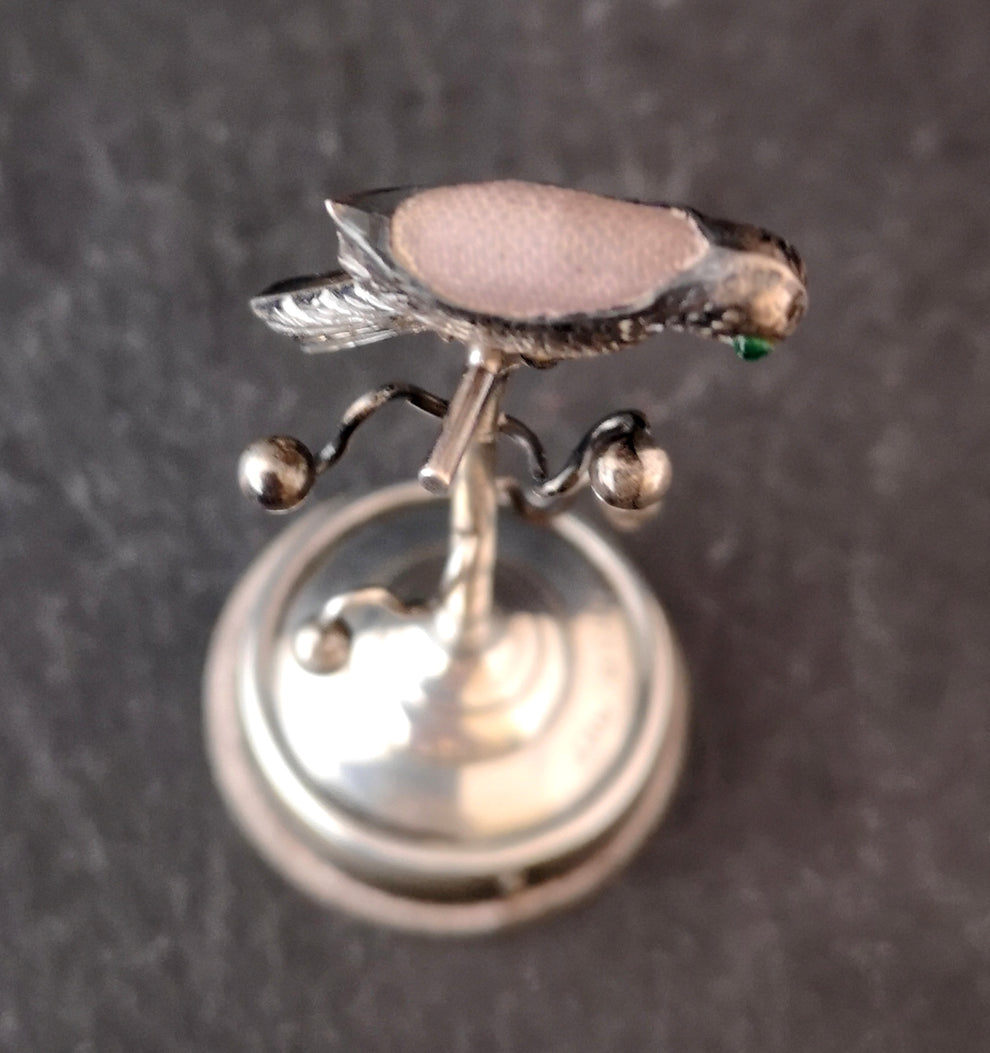 Antique silver pincushion, Parrot, Ring tree – StolenAttic