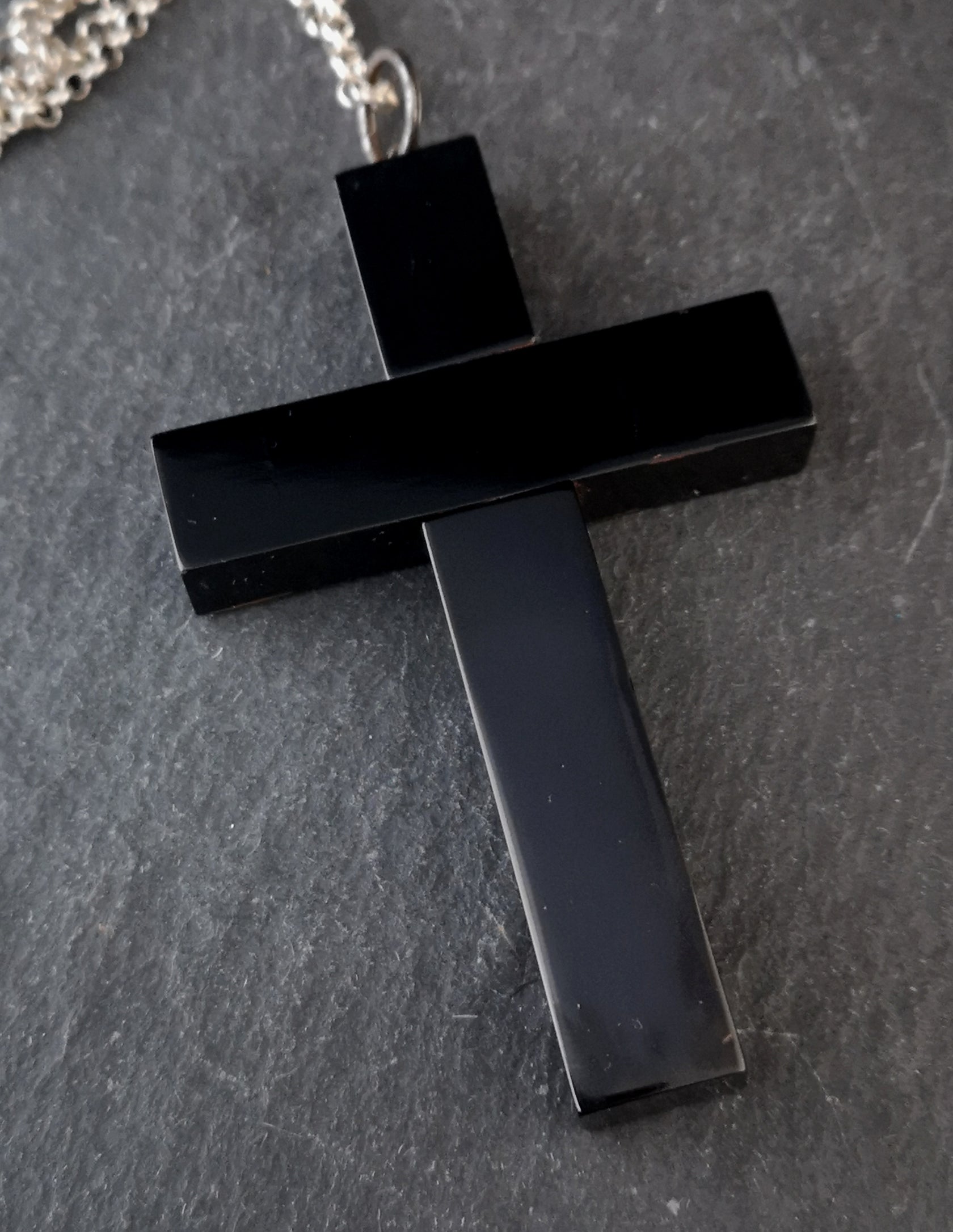 Victorian Whitby Jet cross pendant, necklace – StolenAttic