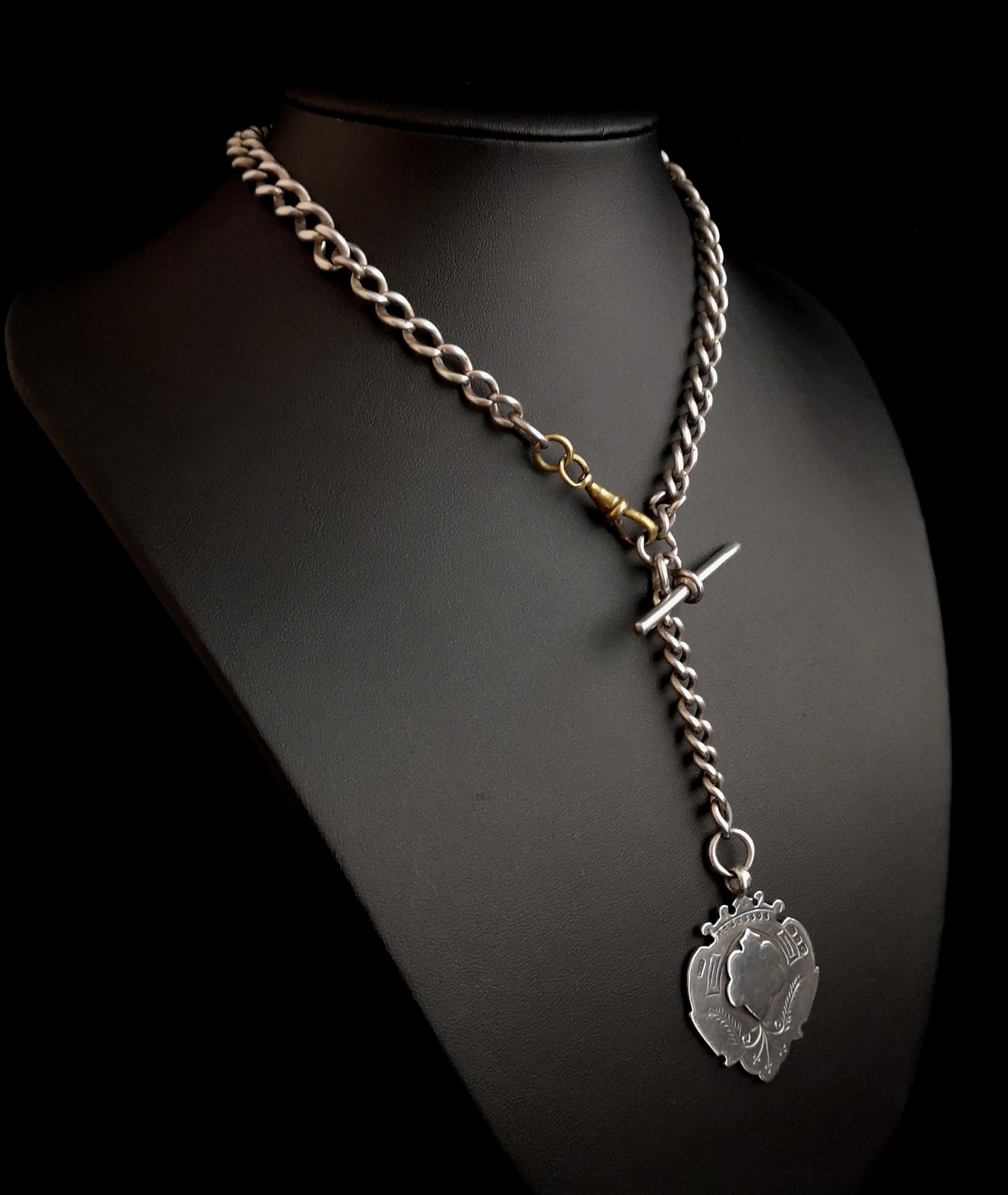 Antique Victorian silver Albert chain, watch chain, fob – StolenAttic