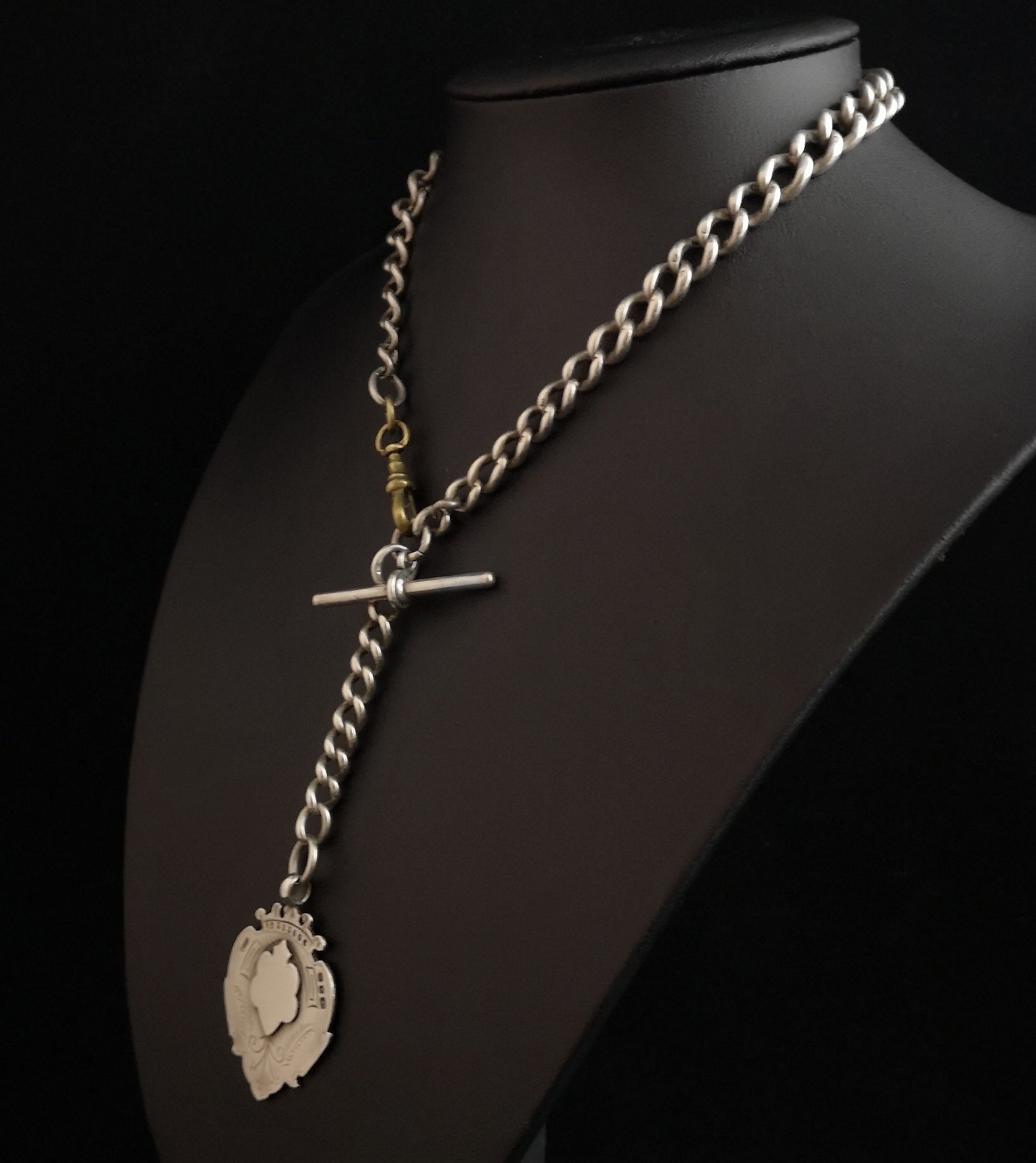 Antique Victorian silver Albert chain, watch chain, fob – StolenAttic