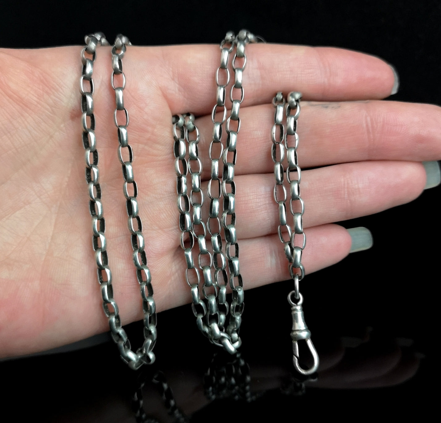 Antique Victorian silver longuard chain, muff chain – StolenAttic