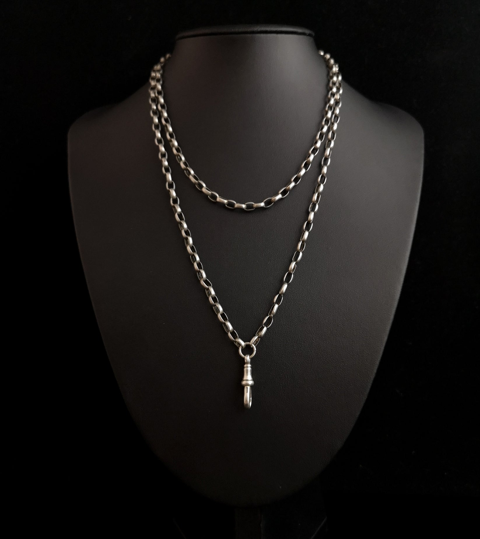 Antique Victorian silver longuard chain, muff chain – StolenAttic