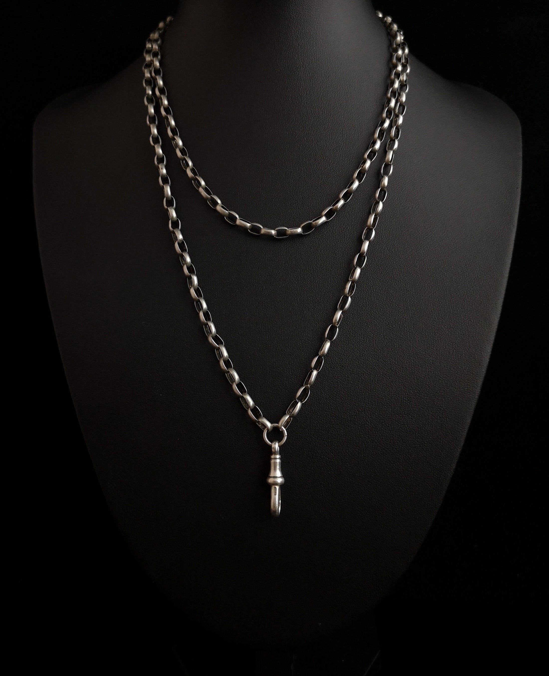 Antique Victorian silver longuard chain, muff chain – StolenAttic