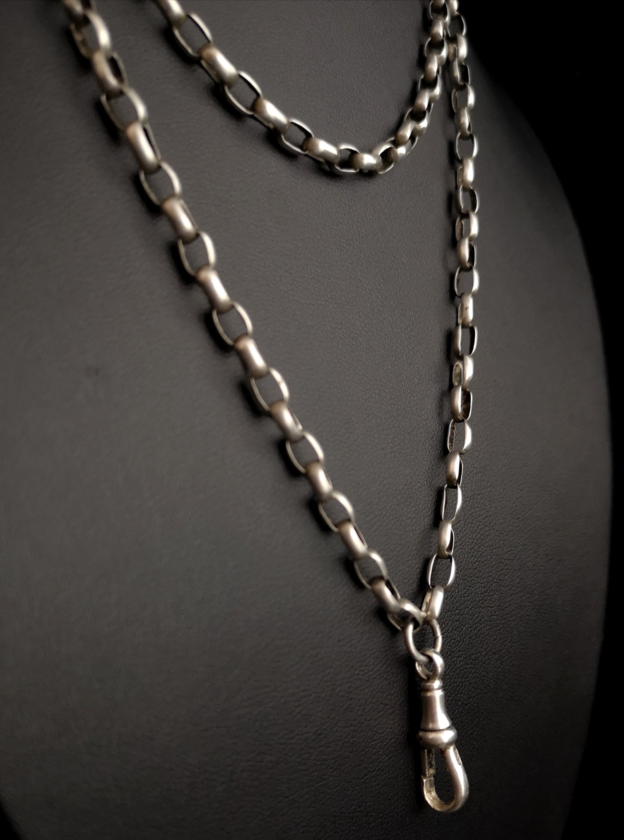 Antique Victorian silver longuard chain, muff chain – StolenAttic