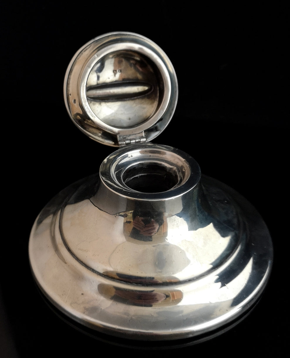 Antique silver capstan inkwell, large – StolenAttic