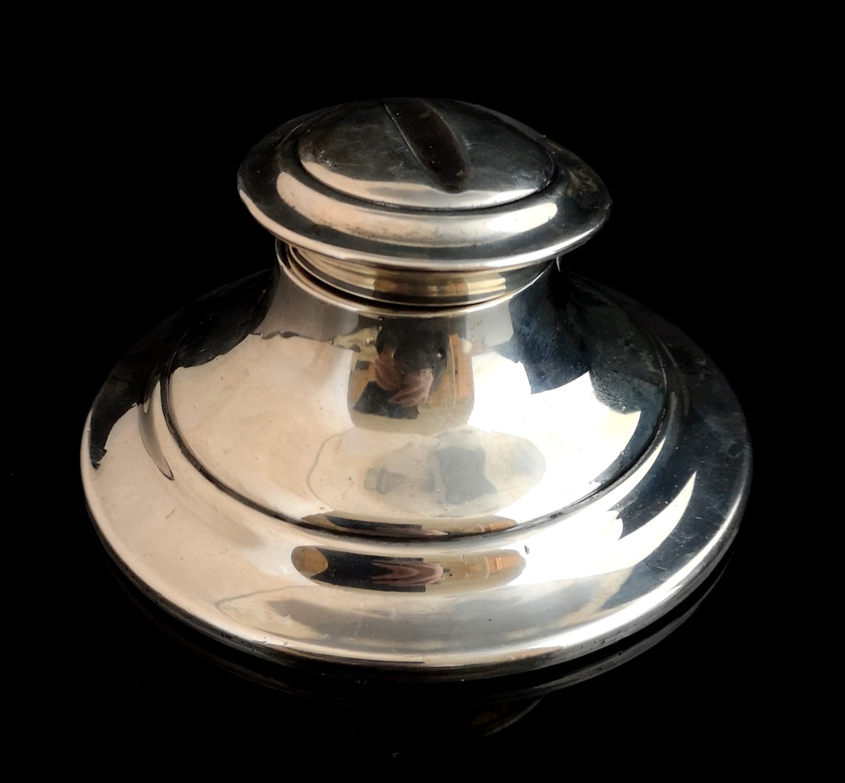 Antique silver capstan inkwell, large – StolenAttic