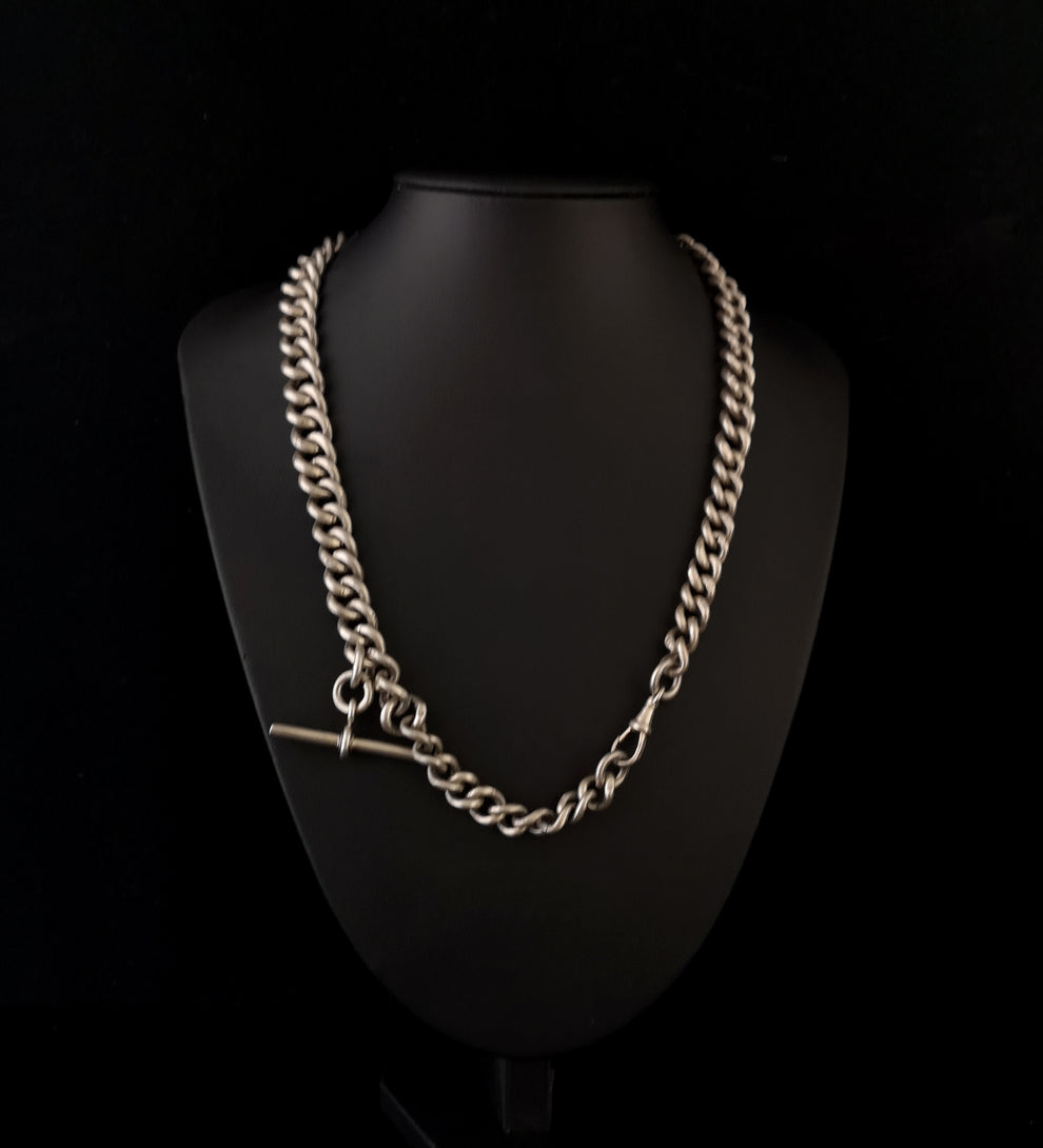 Antique silver albert chain, watch chain, heavy – StolenAttic