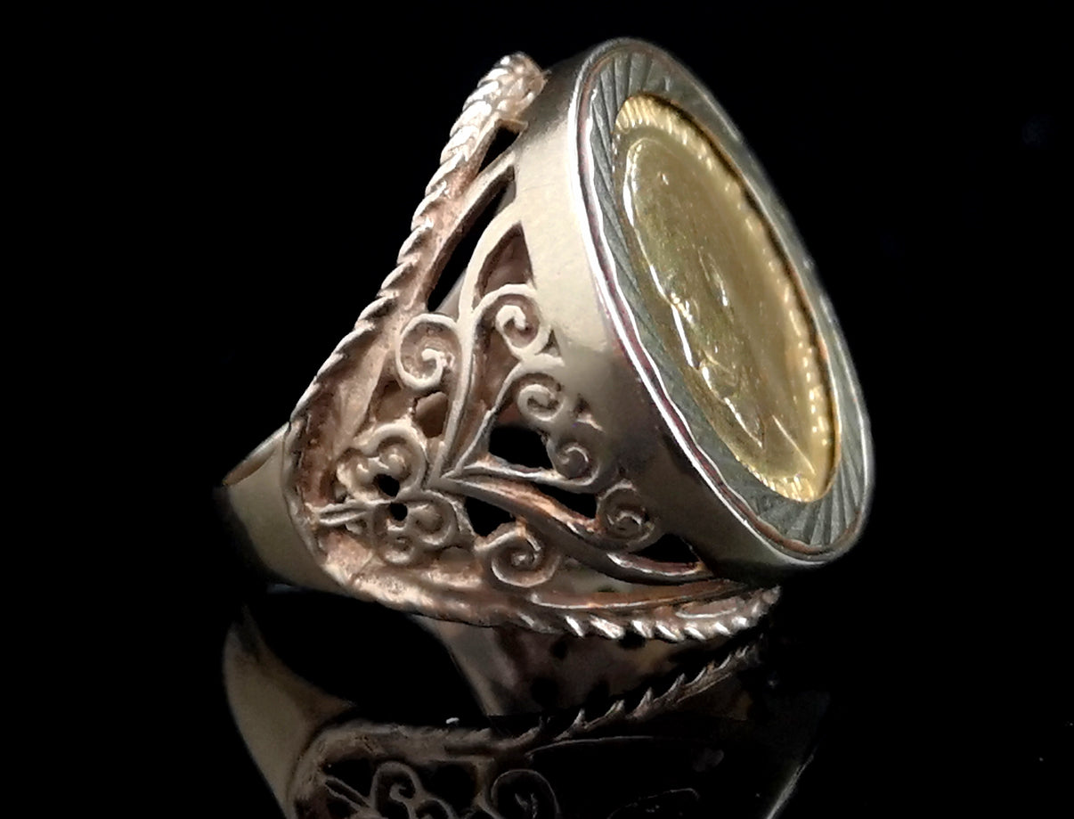 Antique 22ct gold Sovereign ring, 9ct gold mount – StolenAttic