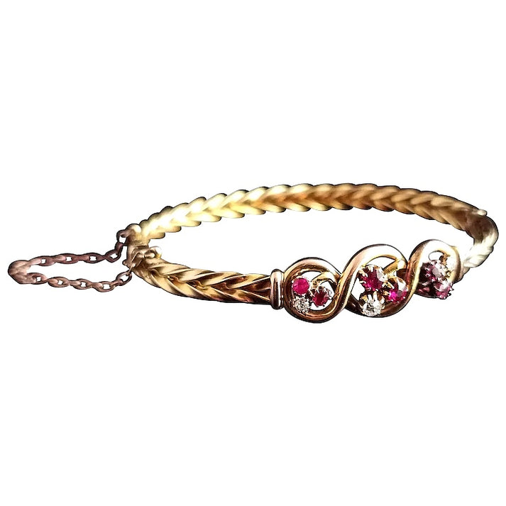 Victorian 15ct gold Ruby and Diamond bangle – StolenAttic