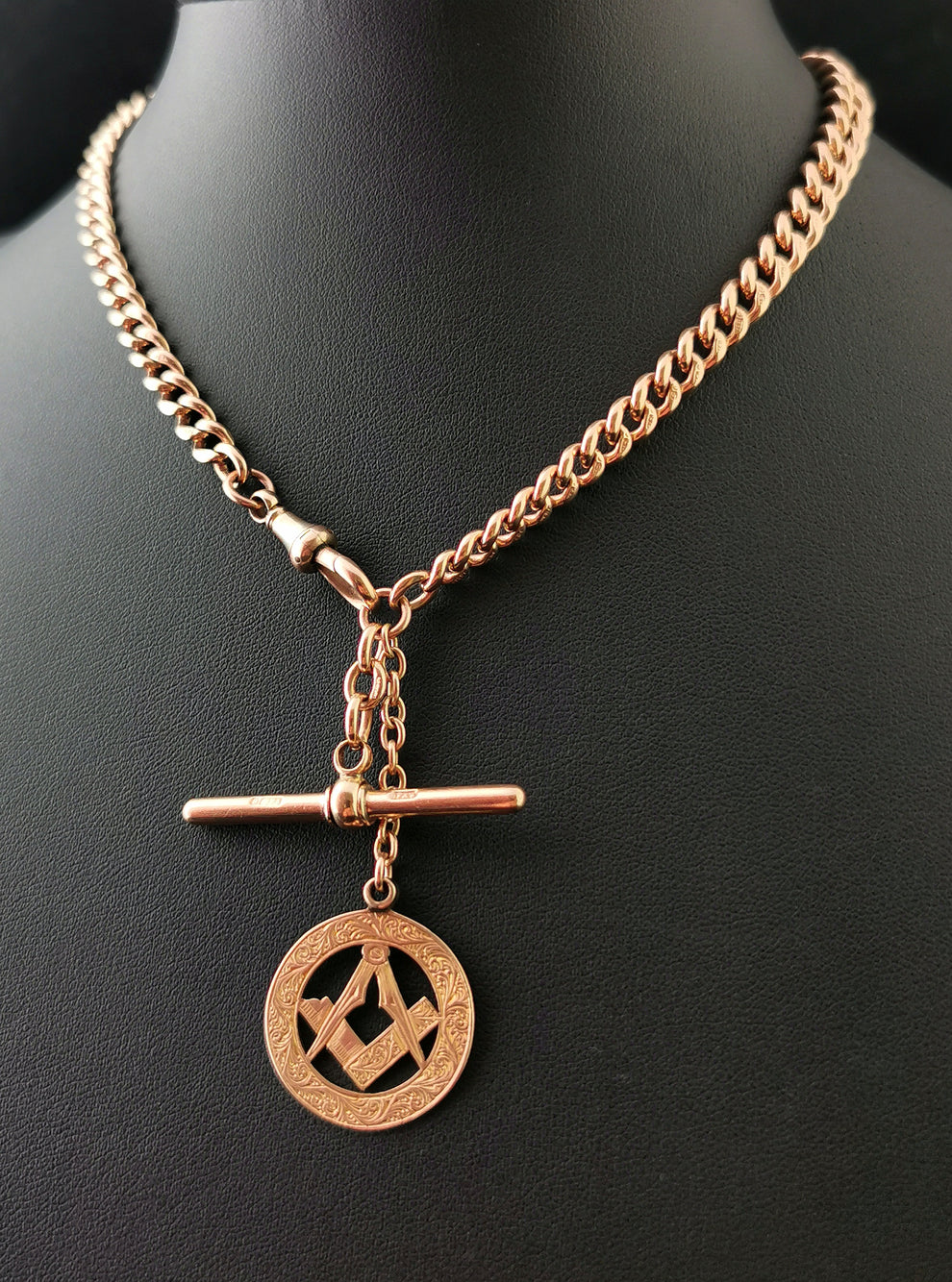 Antique 9ct Rose gold Albert chain, watch chain, Masonic fob – StolenAttic