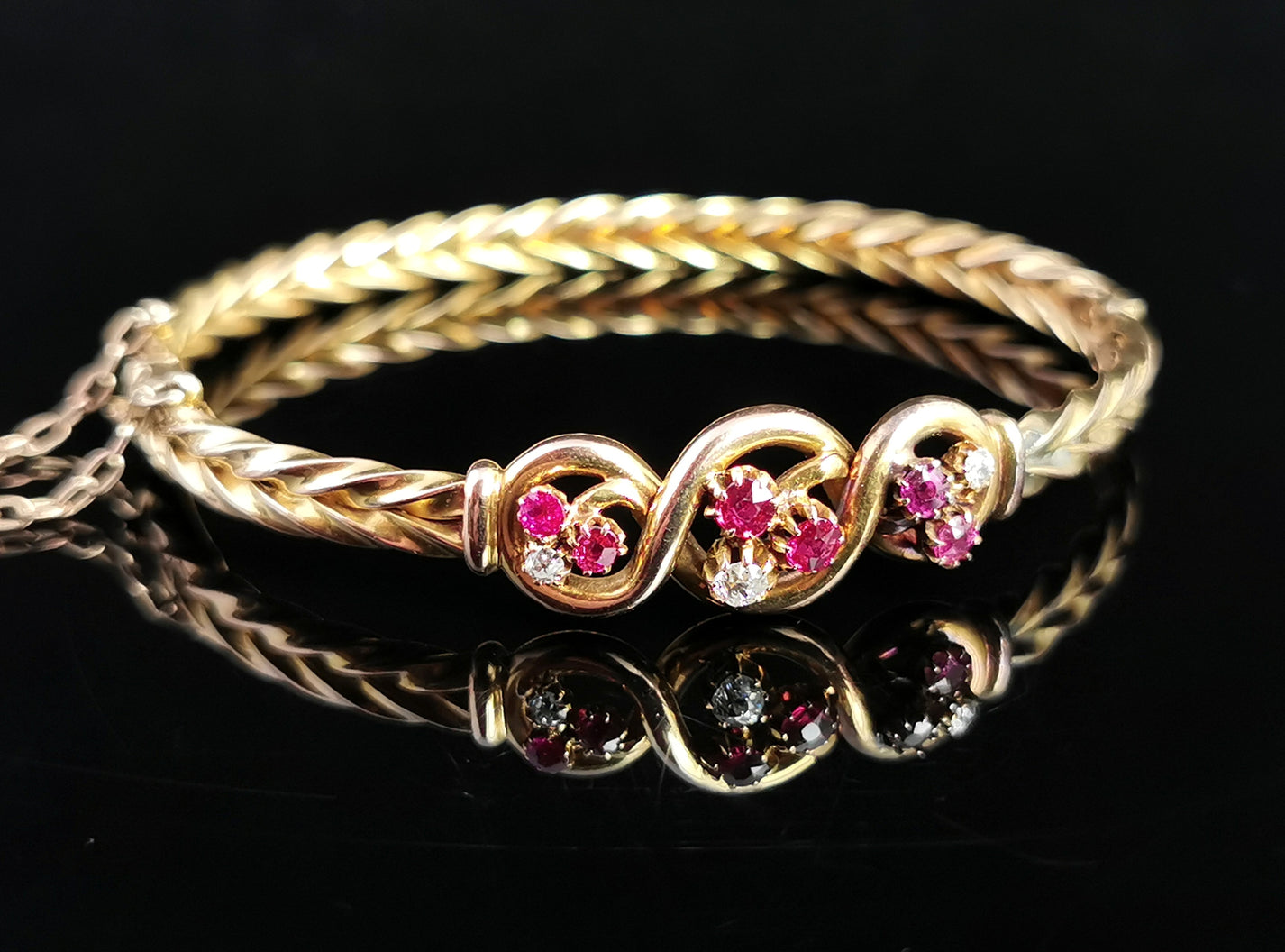 Victorian 15ct gold Ruby and Diamond bangle – StolenAttic