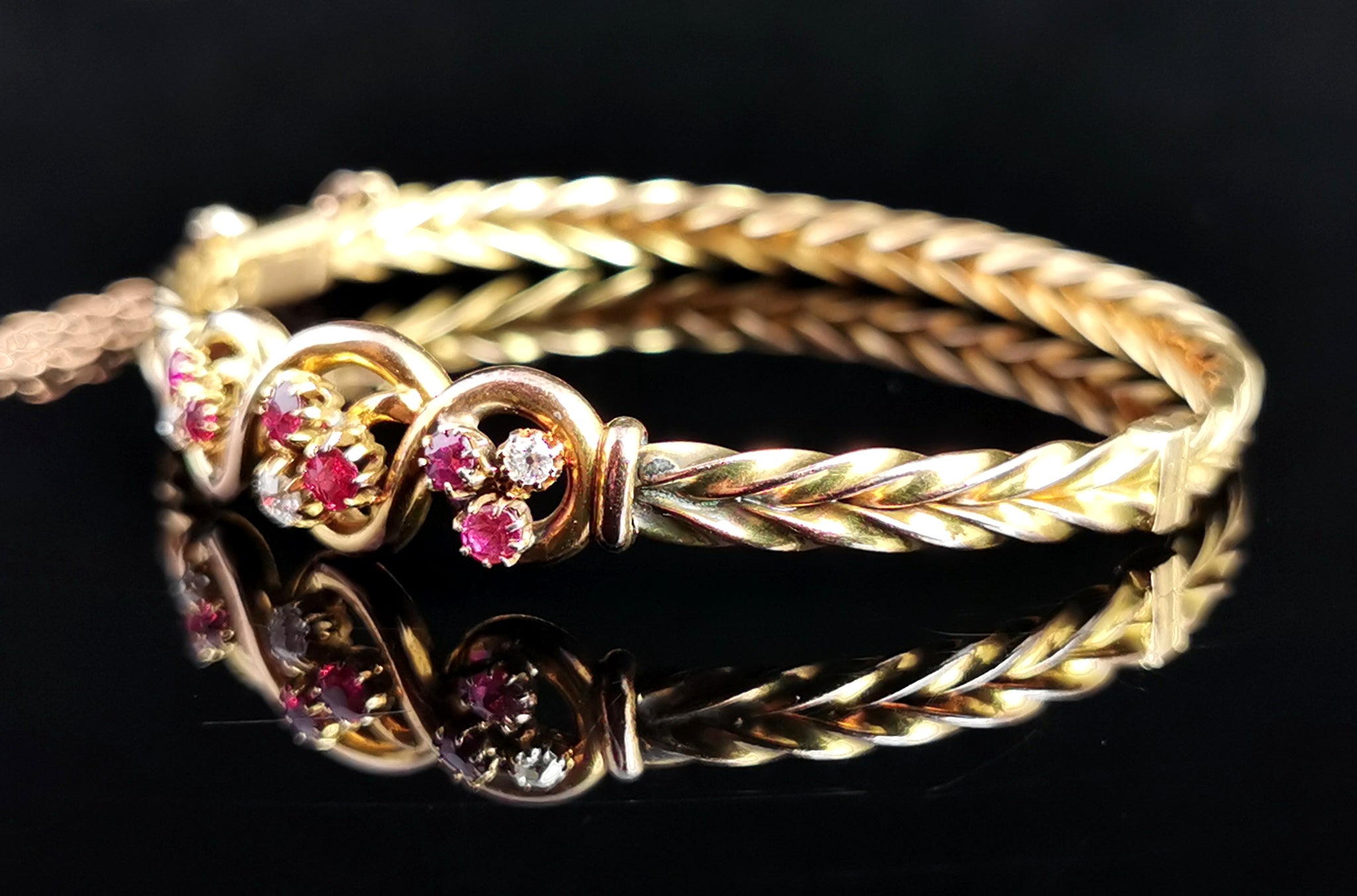 Victorian 15ct gold Ruby and Diamond bangle – StolenAttic