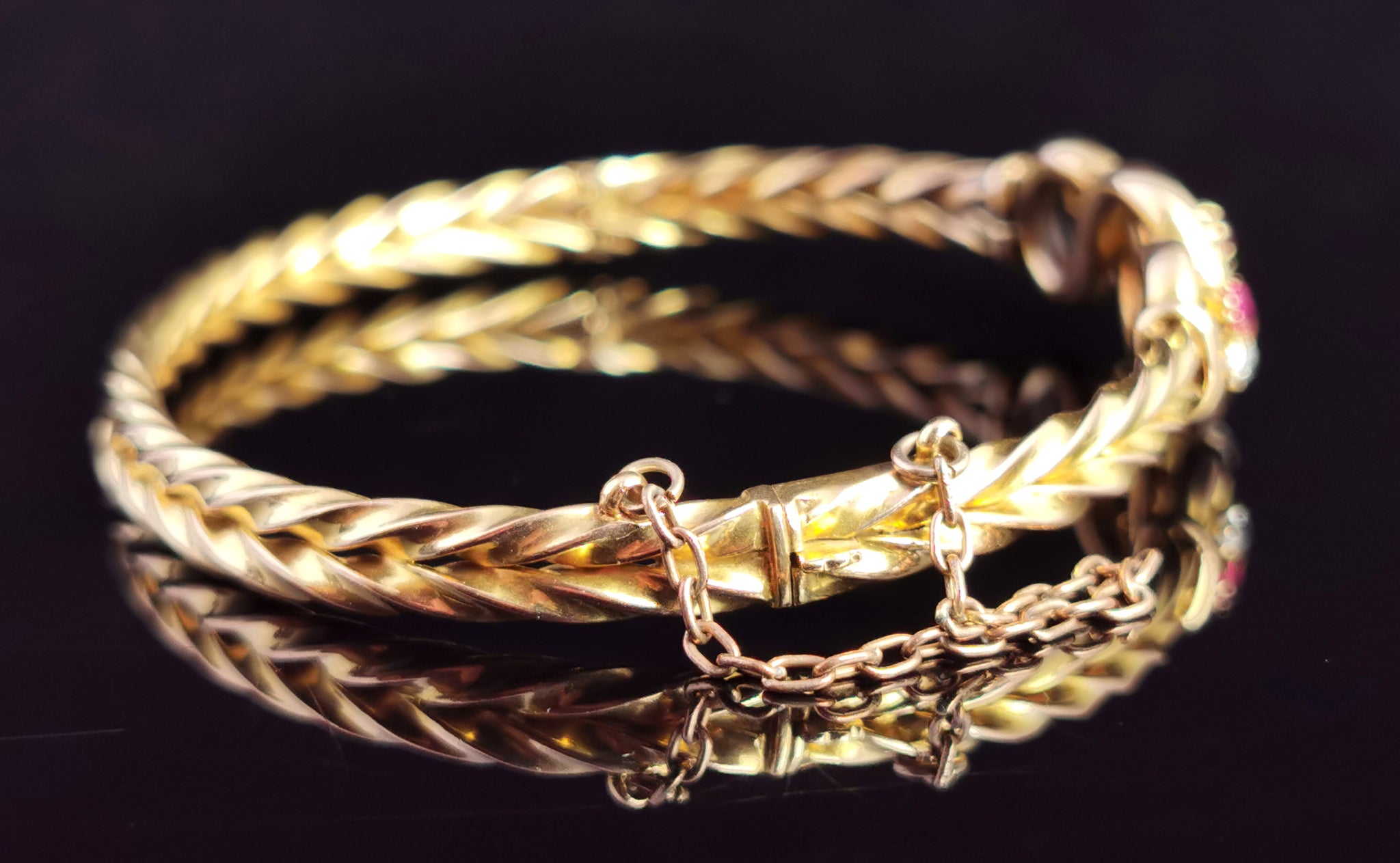 Victorian 15ct gold Ruby and Diamond bangle – StolenAttic